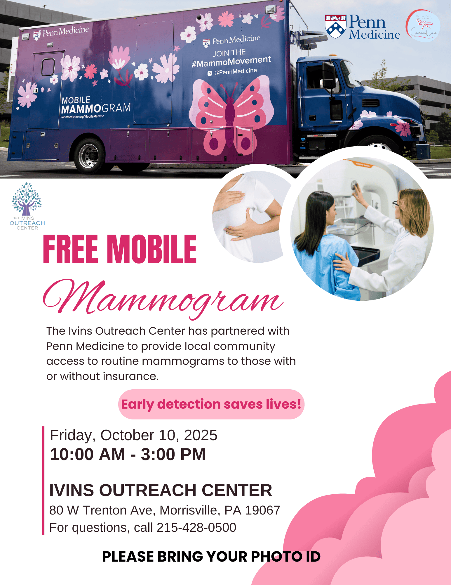 flyer Free mobile mammogram event on October 10th